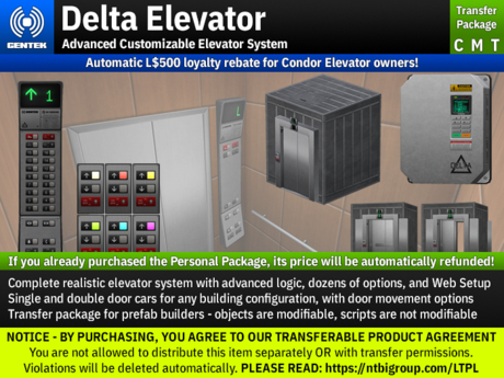 Second Life Marketplace - Delta Elevator - Advanced Customizable Elevator System (Transferable)